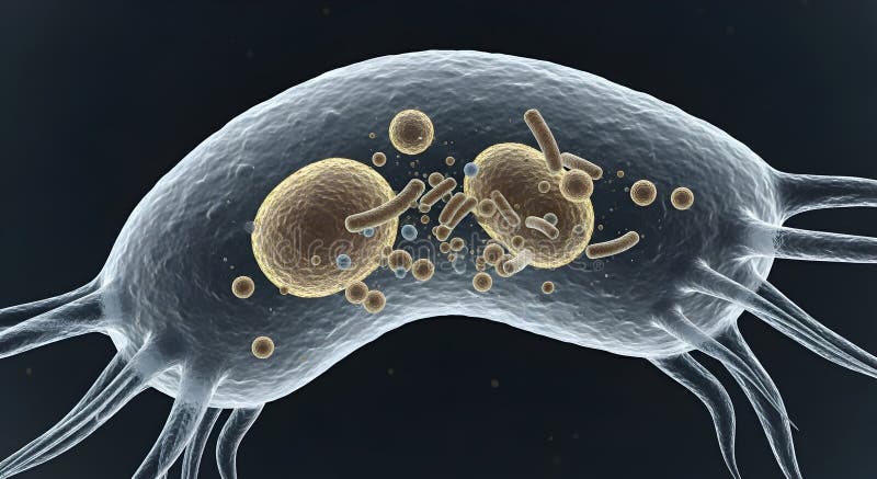 Detailed Microscopic View of a Biological Cell with Internal Structures ...