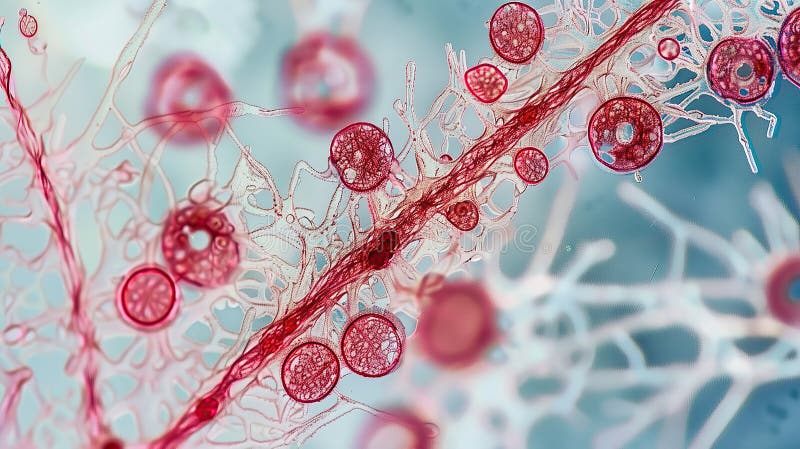 Detailed Microscopic View of Blood Cells and Interstitial Fluid Stock ...