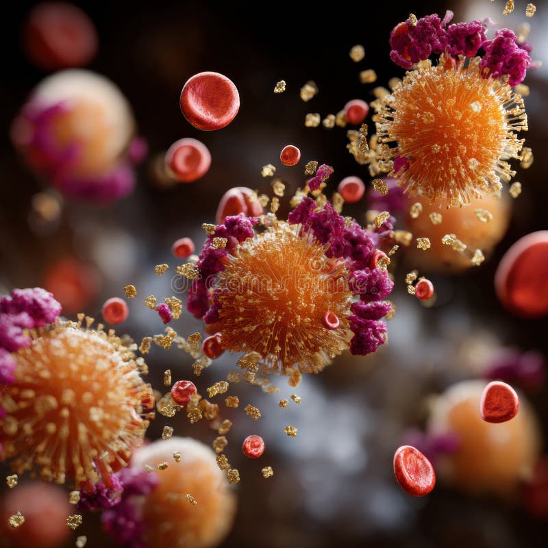 Detailed Microscopic View of Cells, Showing the Bright Colors of Red ...