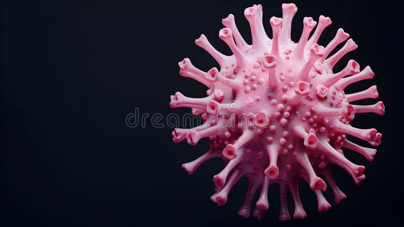 Detailed Microscopic View of an Enigmatic Pink Viral Structure on Dark ...