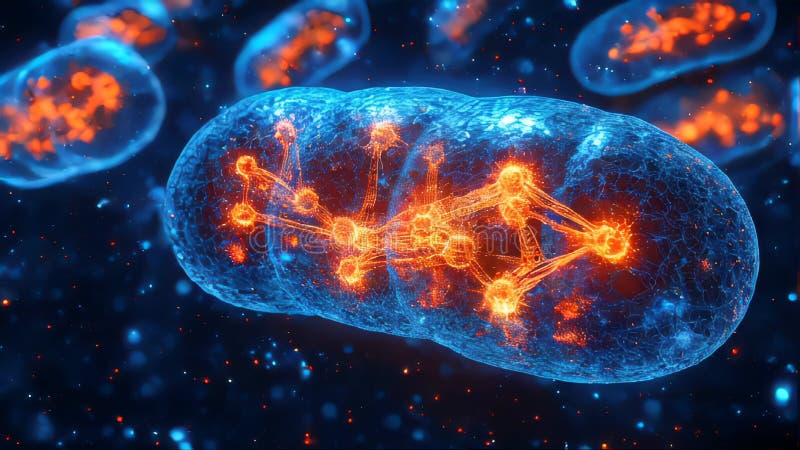 A Detailed Microscopic View of a Glowing, Blue Cell with Intricate ...