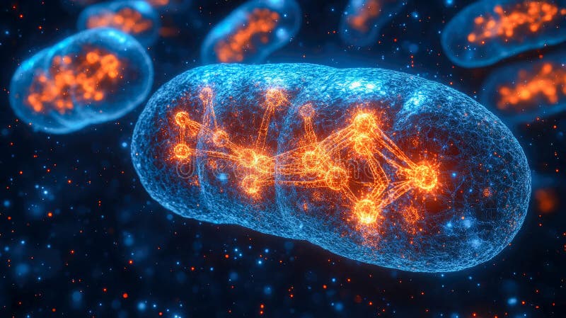 A Detailed Microscopic View of a Glowing, Blue Cell with Intricate ...