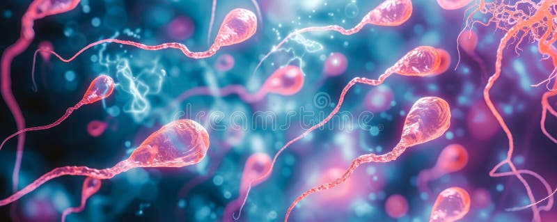 Detailed Microscopic View of Human Sperm Cells Swimming Actively ...