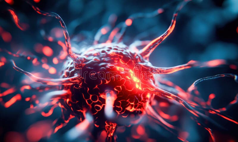 Detailed Microscopic View of a Neuron or Virus Cell Showcasing ...