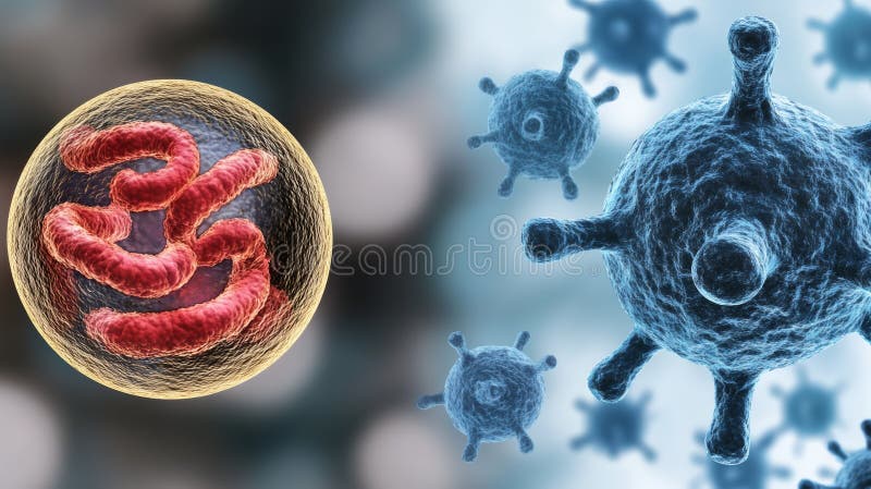 Detailed Microscopic View of a Pathogen Cell, Exploring Its Structure ...