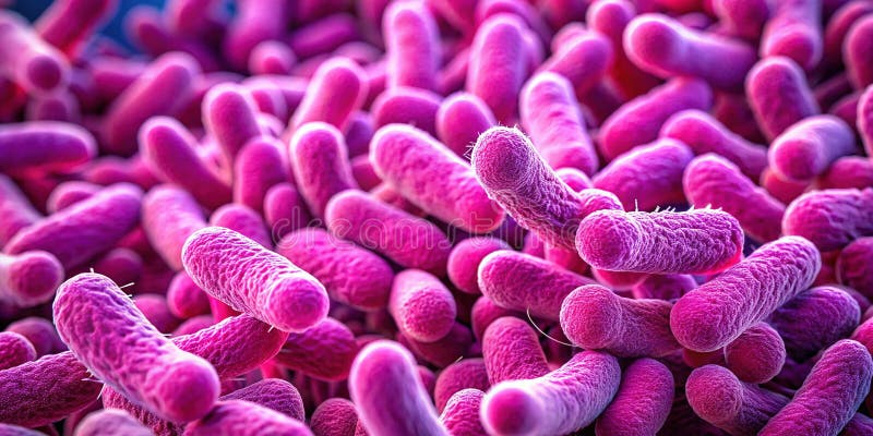 Detailed Microscopic View of Pink Bacteria Exposing Hairlike Structures ...