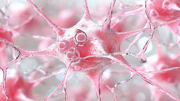 Detailed Microscopic View of Pink Neuron Cell with Soft Lighting ...