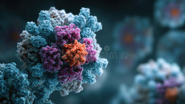 Colorful Protein Complex Microscopic View Stock Illustration ...