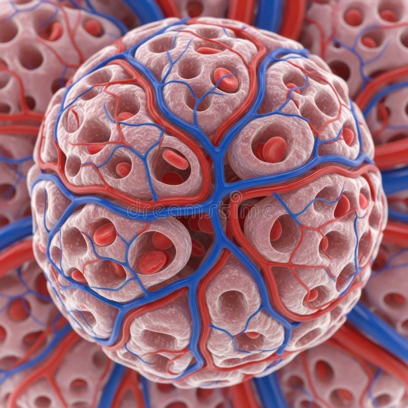 Closeup View of a Liver Lobule with Sinusoids and Blood Vessels Stock ...
