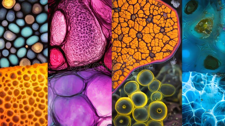 Detailed Microscopic View of Varied Cell Types Showcasing Distinctive ...