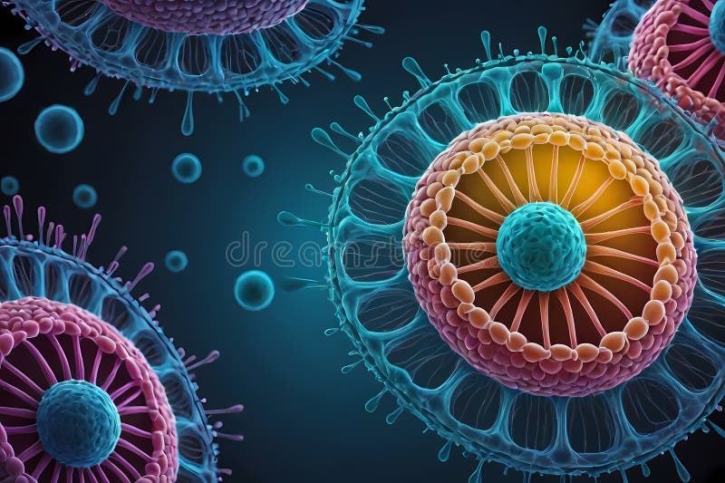 Detailed Microscopic View of Vibrant Cellular Structures and Molecular ...