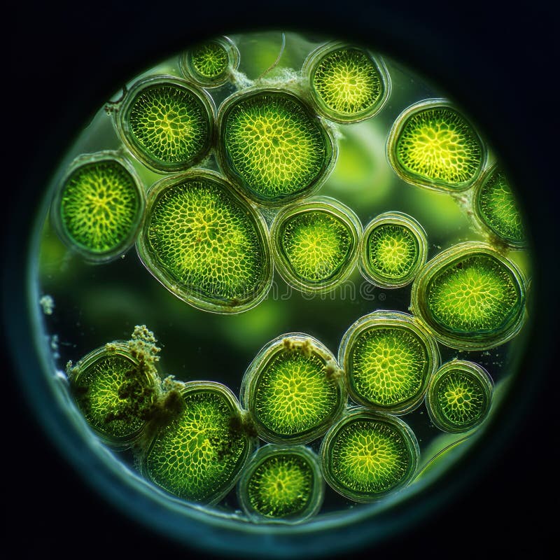 Microscopic View Vibrant Green Algae Cells Stock Photos - Free ...