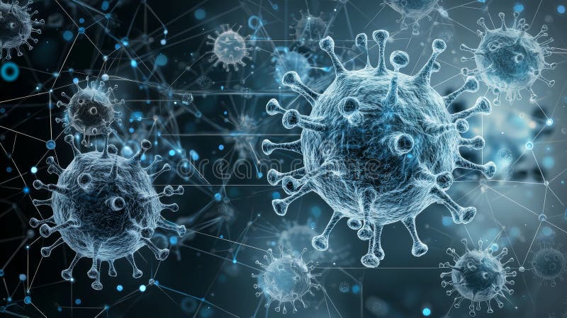 Detailed Microscopic View of a Virus, Showcasing the Intricate ...