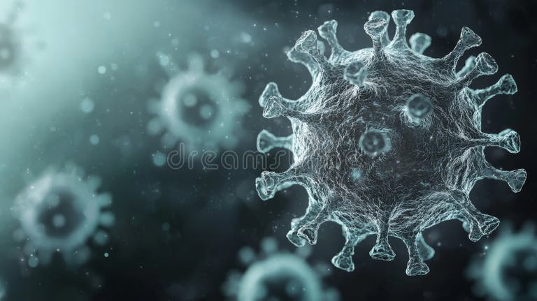 Detailed Microscopic View of a Virus, Showcasing Its Structure and ...