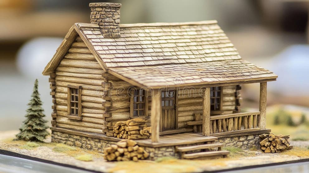 Detailed Miniature Log Cabin Model Stock Illustration - Illustration of ...
