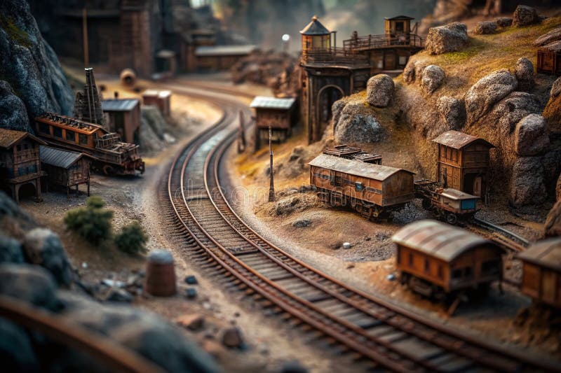 Detailed Miniature Mining Railroad Diorama a Captivating Model Train ...