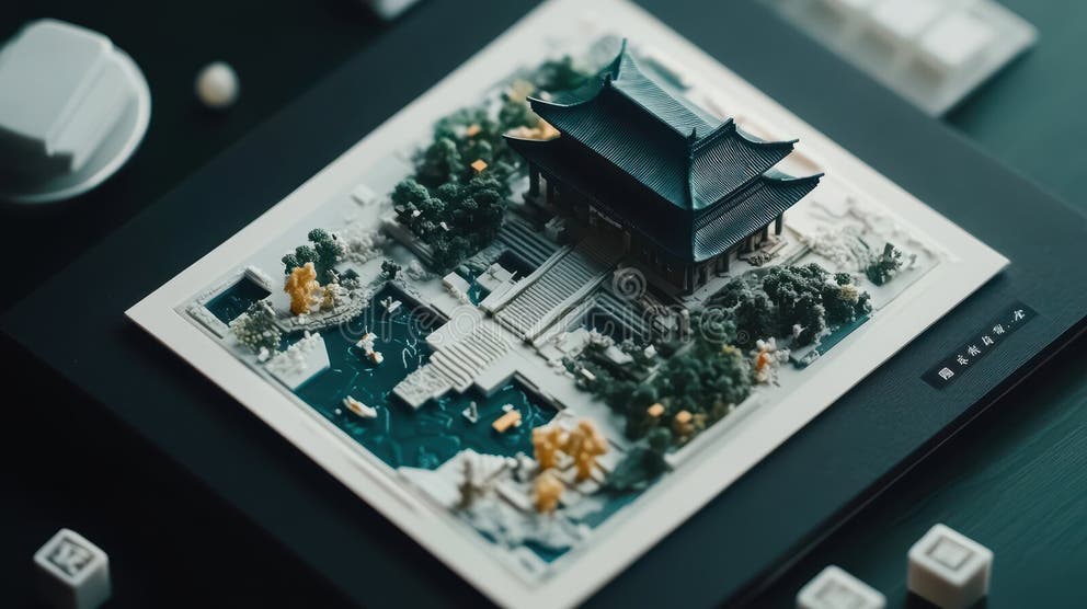 A Detailed Miniature Model of a Building Displayed on a Table ...