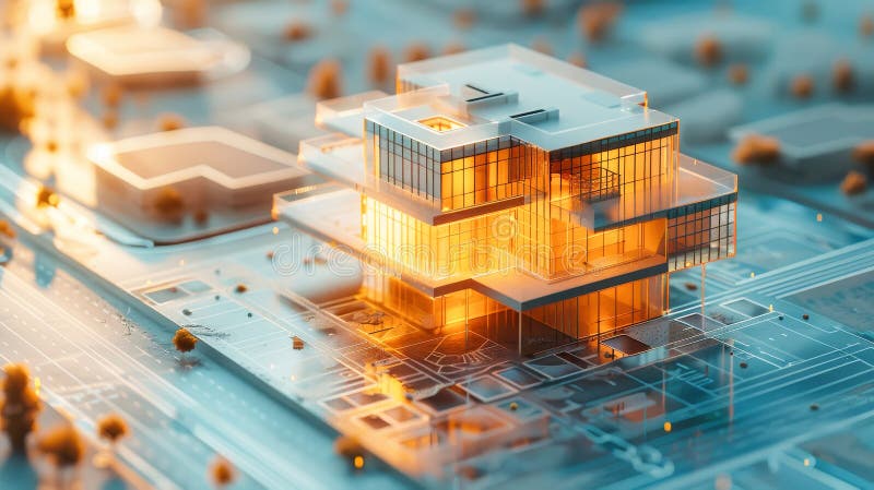 A Detailed Miniature Model Commercial Building on a Table Stock ...