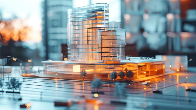 A Detailed Miniature Model Commercial Building on a Table Stock ...