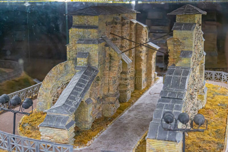 A Detailed Miniature Model of a Historical Building, Showcasing ...
