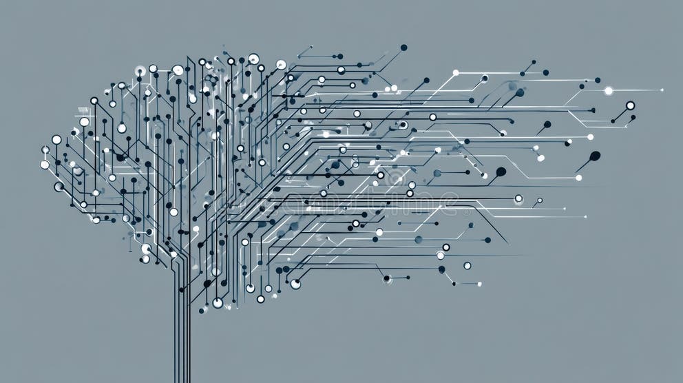 Detailed Minimal Brain Icon with Interconnected Circuits Representing ...