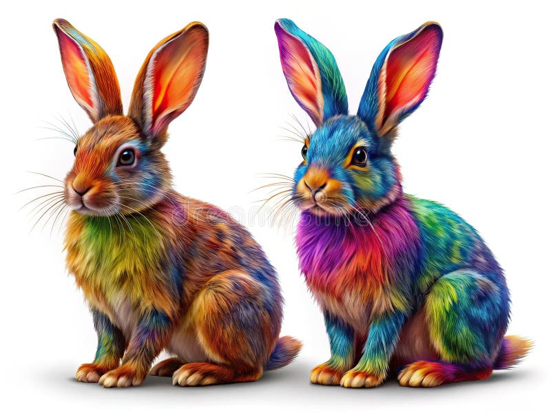 Detailed Minimalist Rabbit Illustrations Side and Front Views for ...