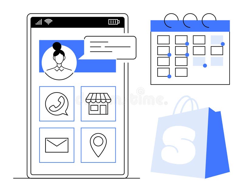 Mobile App Interface with User Profile, Calendar, and Shopping Elements ...
