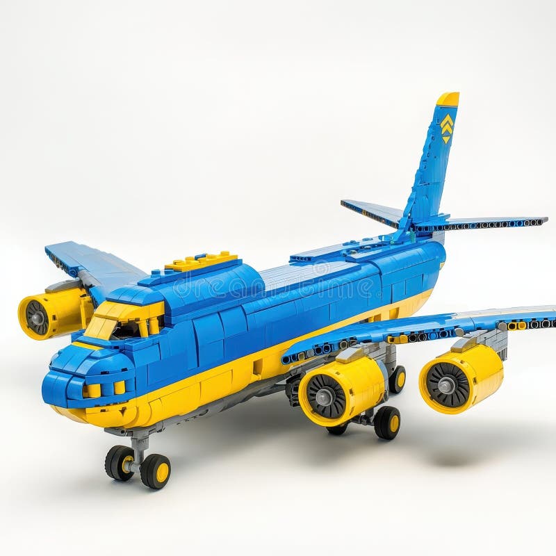 A Detailed Model of an Airplane Made from Colorful Building Blocks ...