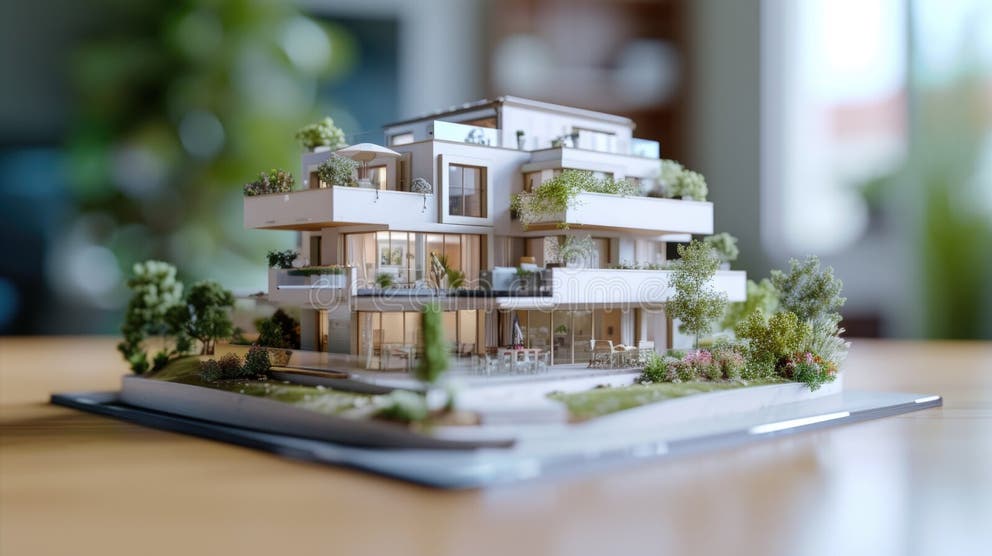 A Detailed Model of a Building Placed on a Table. Ideal for Architectural Presentations and ...
