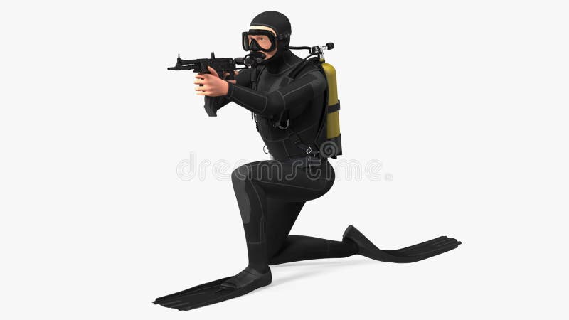 Underwater Tactical Diver with Advanced Gear Setup Stock Illustration ...