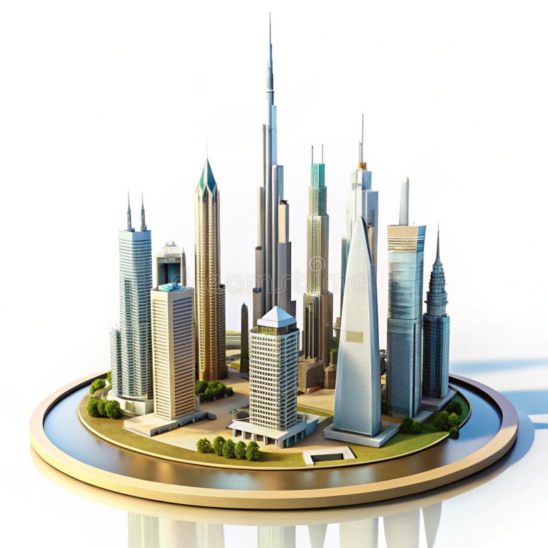 Detailed model of Dubai stock illustration. Illustration of modern ...