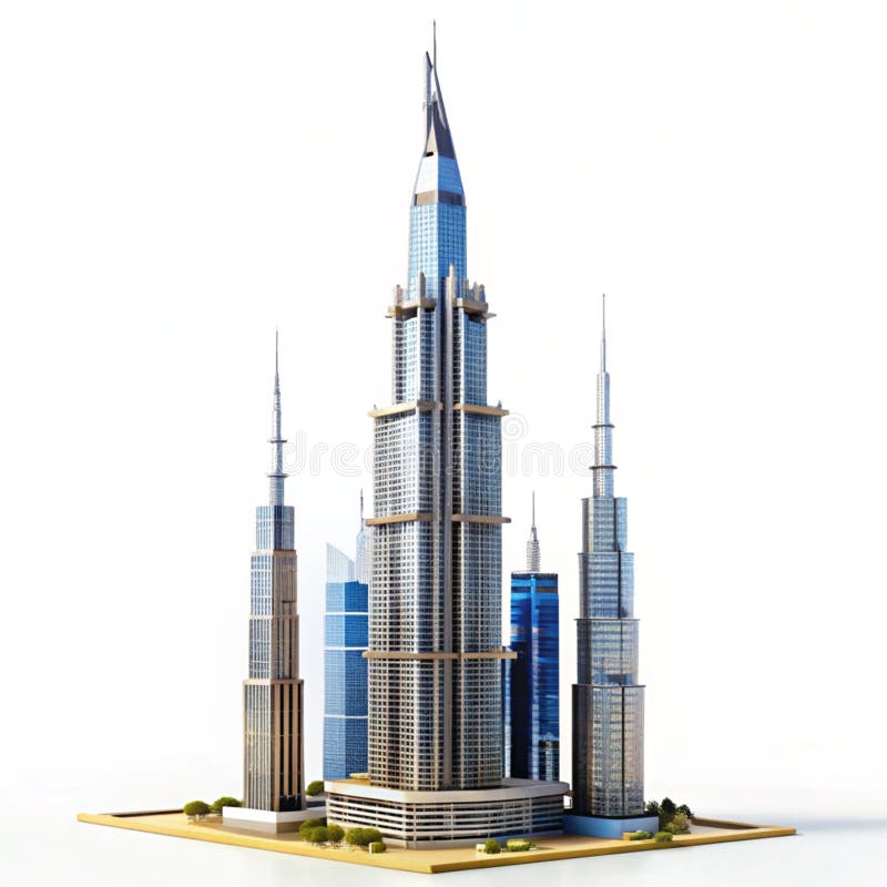 Detailed Model of Dubai Skyscraper Under Construction Isolated Stock ...