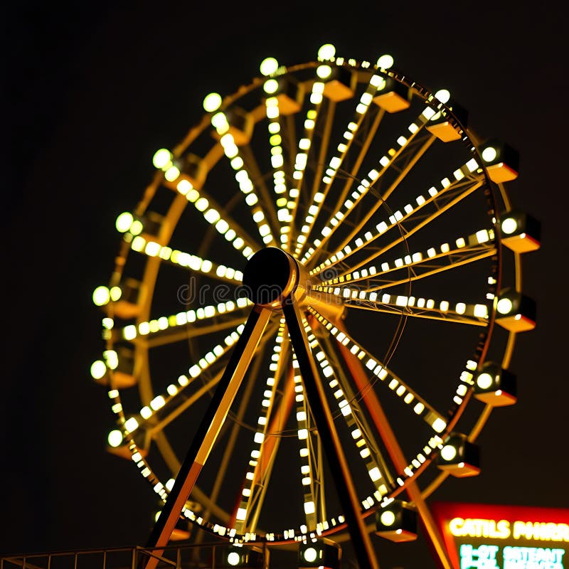 A Detailed Model Ferris Wheel Lit Up with Twinkling Lights Stock ...