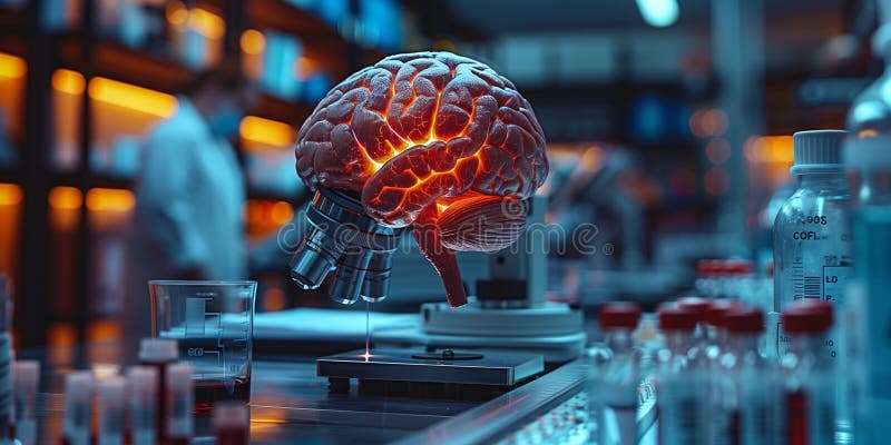 Detailed Model of a Human Brain Displayed in a Scientific Laboratory ...