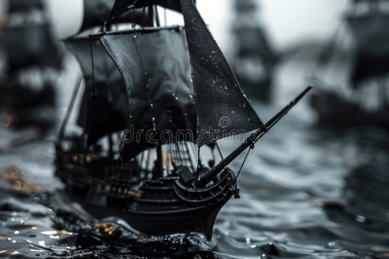 A Detailed Model of a Pirate Ship Floating in Water. Ideal for ...