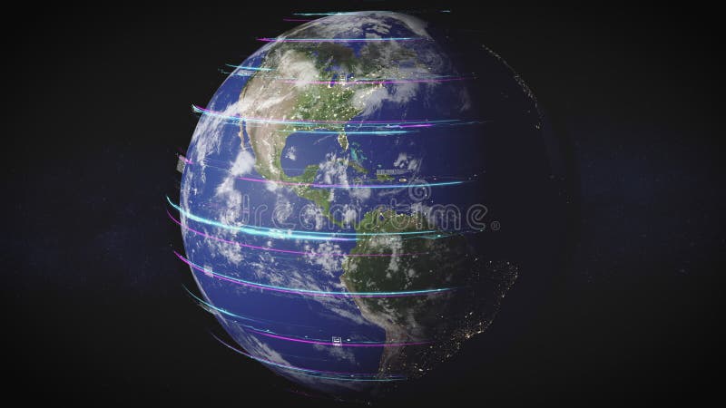 Detailed Model of Planet Earth with Visual Effects. Various Charts and ...