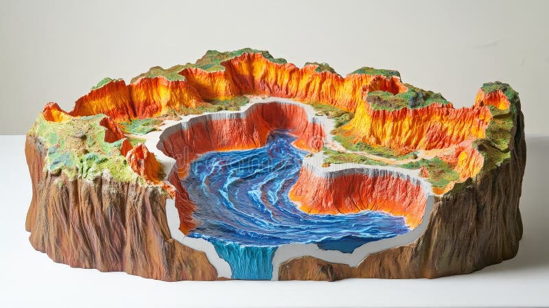 Detailed Model of Plate Tectonics with Cutaway Features and Labels ...