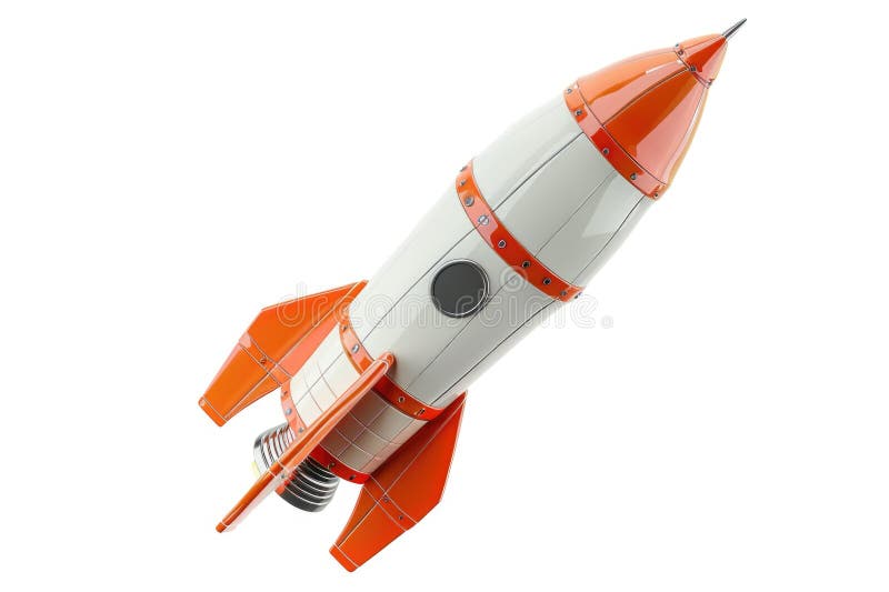 A Detailed Model of a Rocket Ship with Orange and White Colors ...