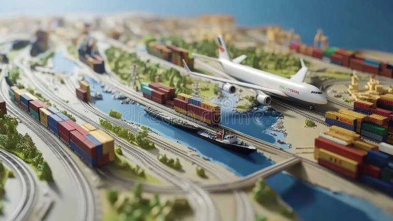 Global Logistics Model stock illustration. Illustration of train ...