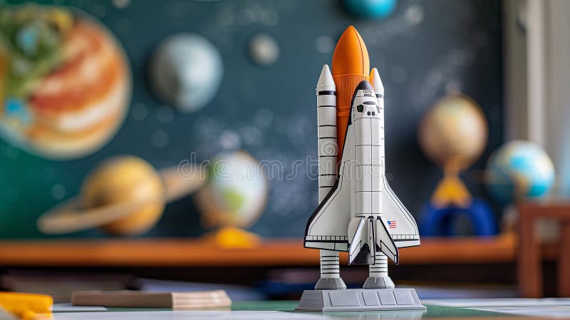 A Detailed Model of a Space Shuttle is Showcased Against a Vibrant ...