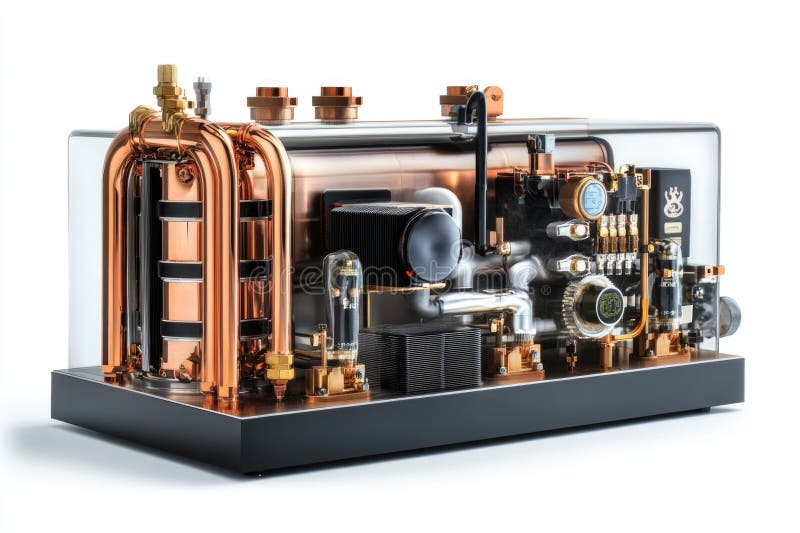 Steam Engine Model Copper Pipes Stock Image - Image of model ...