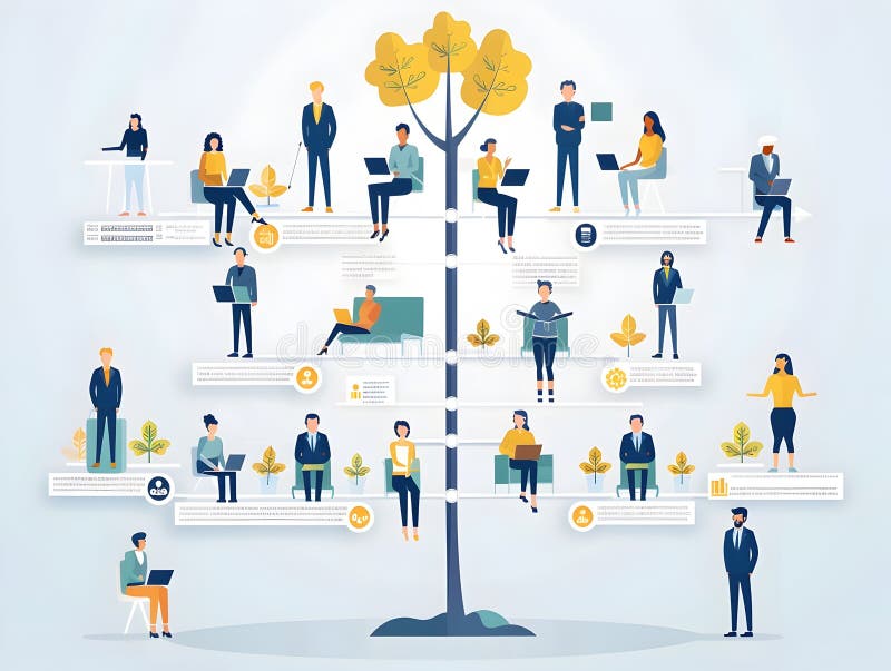 Detailed Modern Corporate Business Organizational Chart Showcasing ...