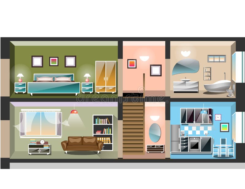 Detailed house interior stock illustration. Illustration of design ...