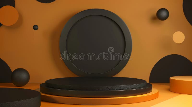 Detailed Modern Mockup of Circular Platform with 3D Circles, Spheres ...
