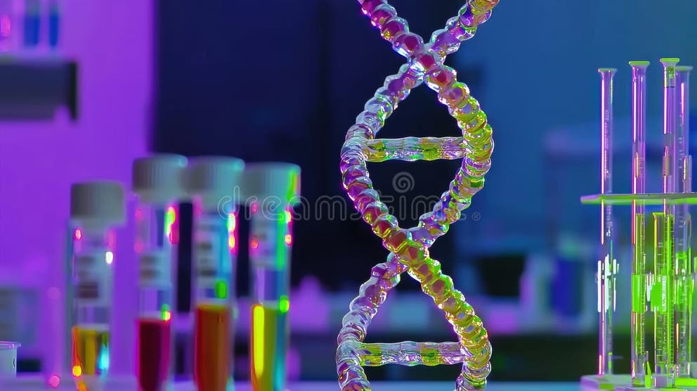 Detailed Molecular Dna Model Displaying Double Helix Structure and ...