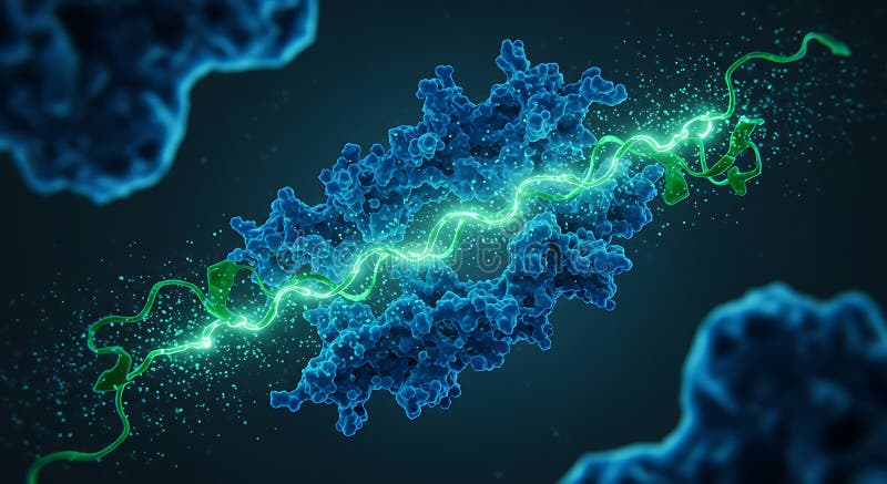 Visualizing Molecular Interaction Blue Protein and Green Helix ...