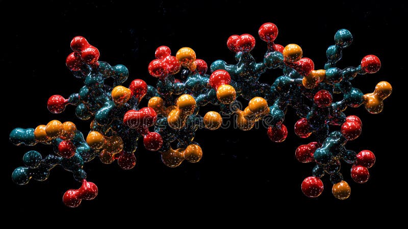 A Detailed Molecular Model of Insulin, Showing the Complex Folding and ...