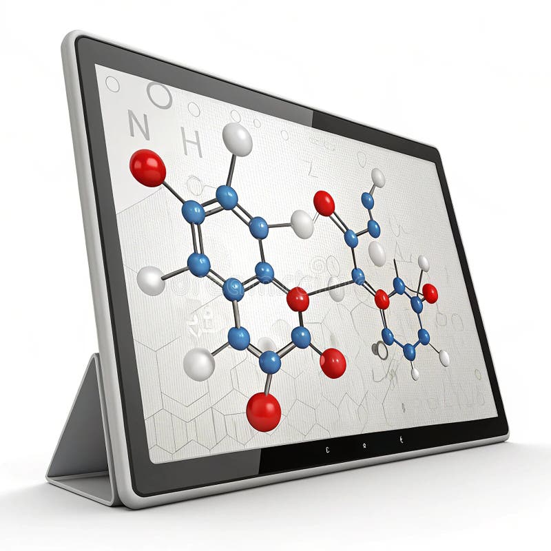 Molecular Model on Digital Screen Stock Illustration - Illustration of ...