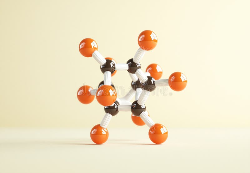 Detailed Molecular Structure Featuring Orange and Black Spheres ...