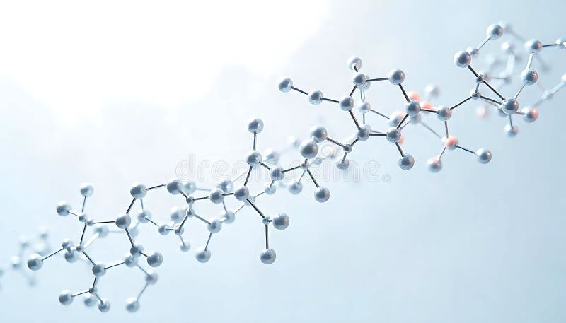 Molecular Structure with Silver Spheres and Rods on a Light Blue ...